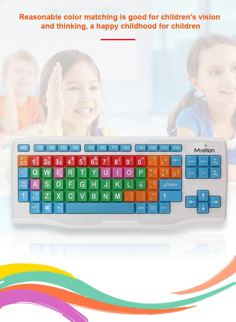 Meetion WK800 Wireless Ergonomic Keyboard for Kids - Waterproof ...