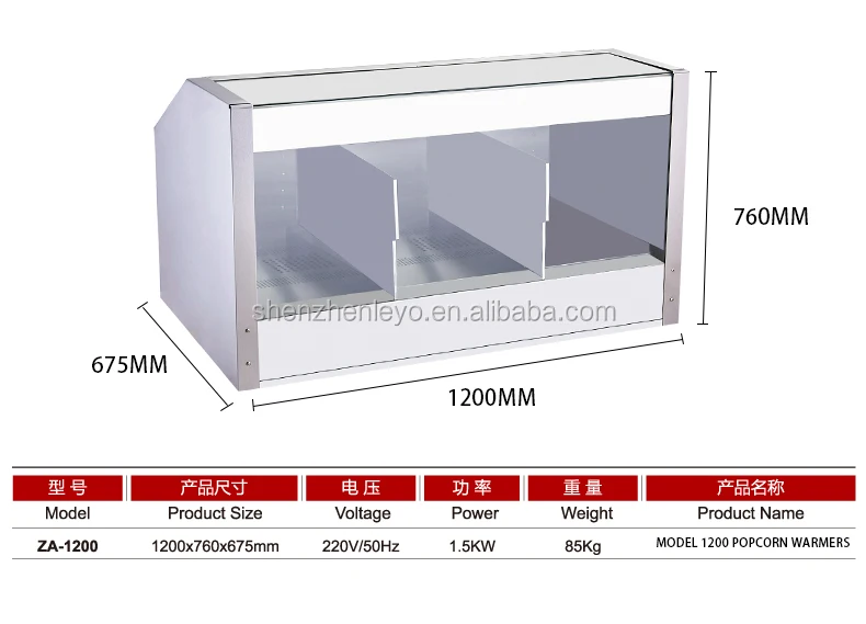 Popcorn Display Showcase Staging Cabinet Popcorn Warmer 1200 Mm Popcorn ...
