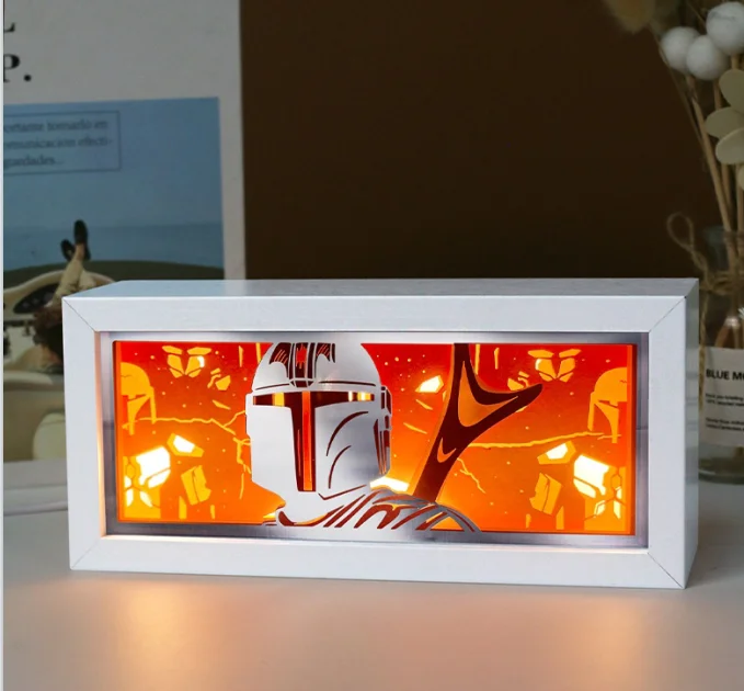 Laser Cut Papercraft Print Led Light Box Acrylic Covered Decorative ...