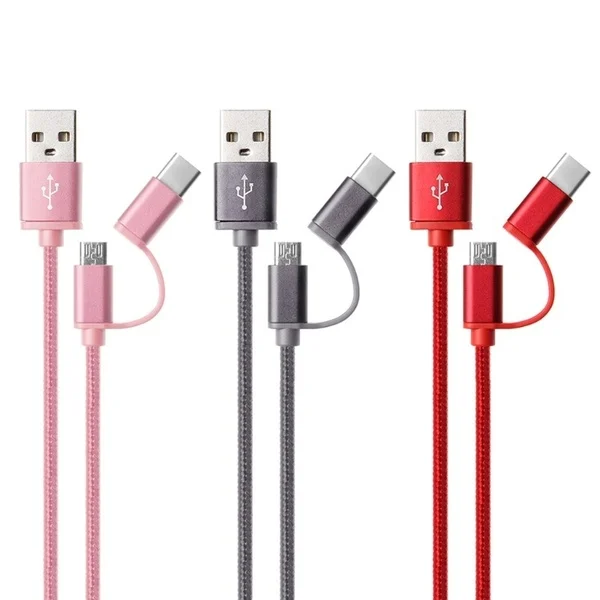 Mobile Phone Charging Cable Nylon 2-in-1 Braided Cable Usb Fast ...