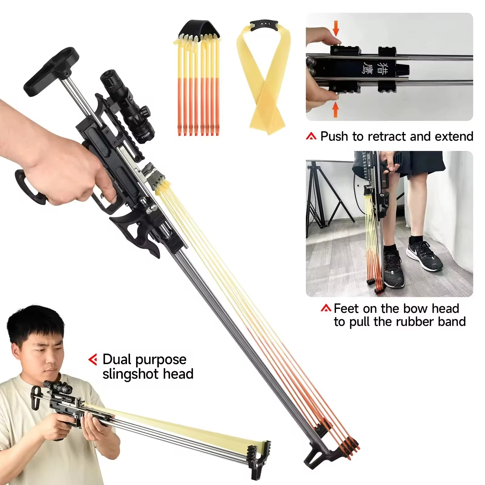 Metal Telescopic Slingshot With Laser Sight High-powered Outdoor ...