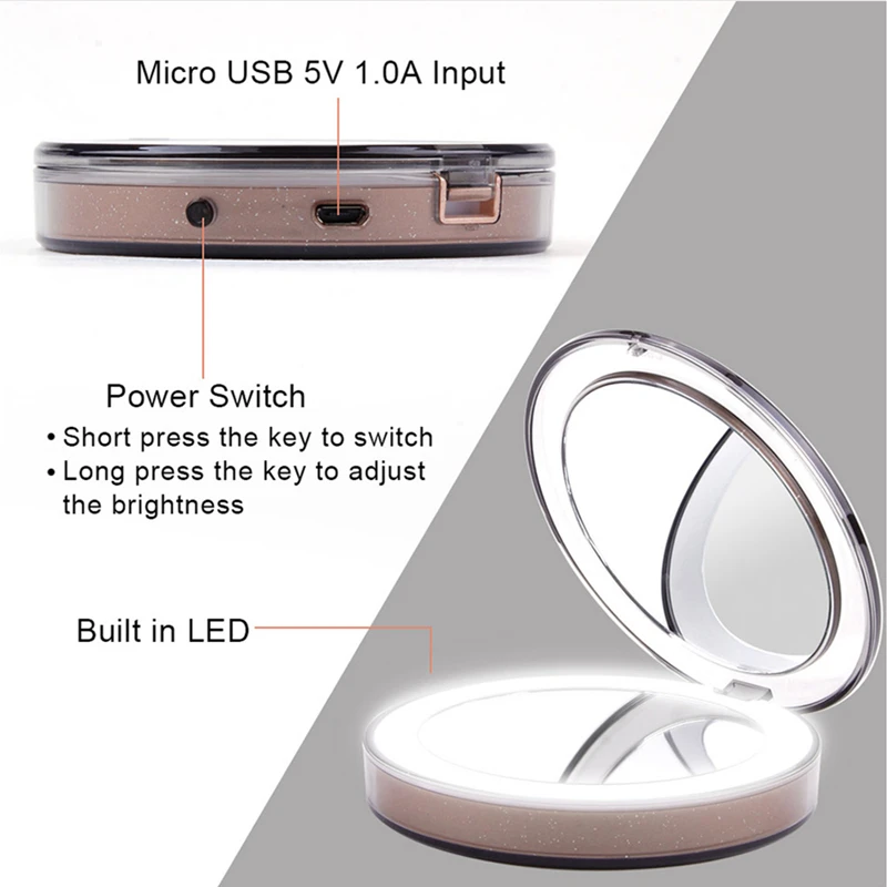 11 Led Lights Mini Vanity Makeup Mirror With Led Magnifying Glass ...