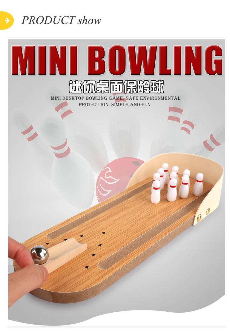 Bowling Shoot Ball Game - Eco-Friendly Wood Desktop Toy