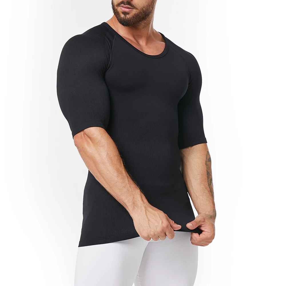 Mens Seamless Gynecomastia Compression Shirts Slimming Undershirt Body ...