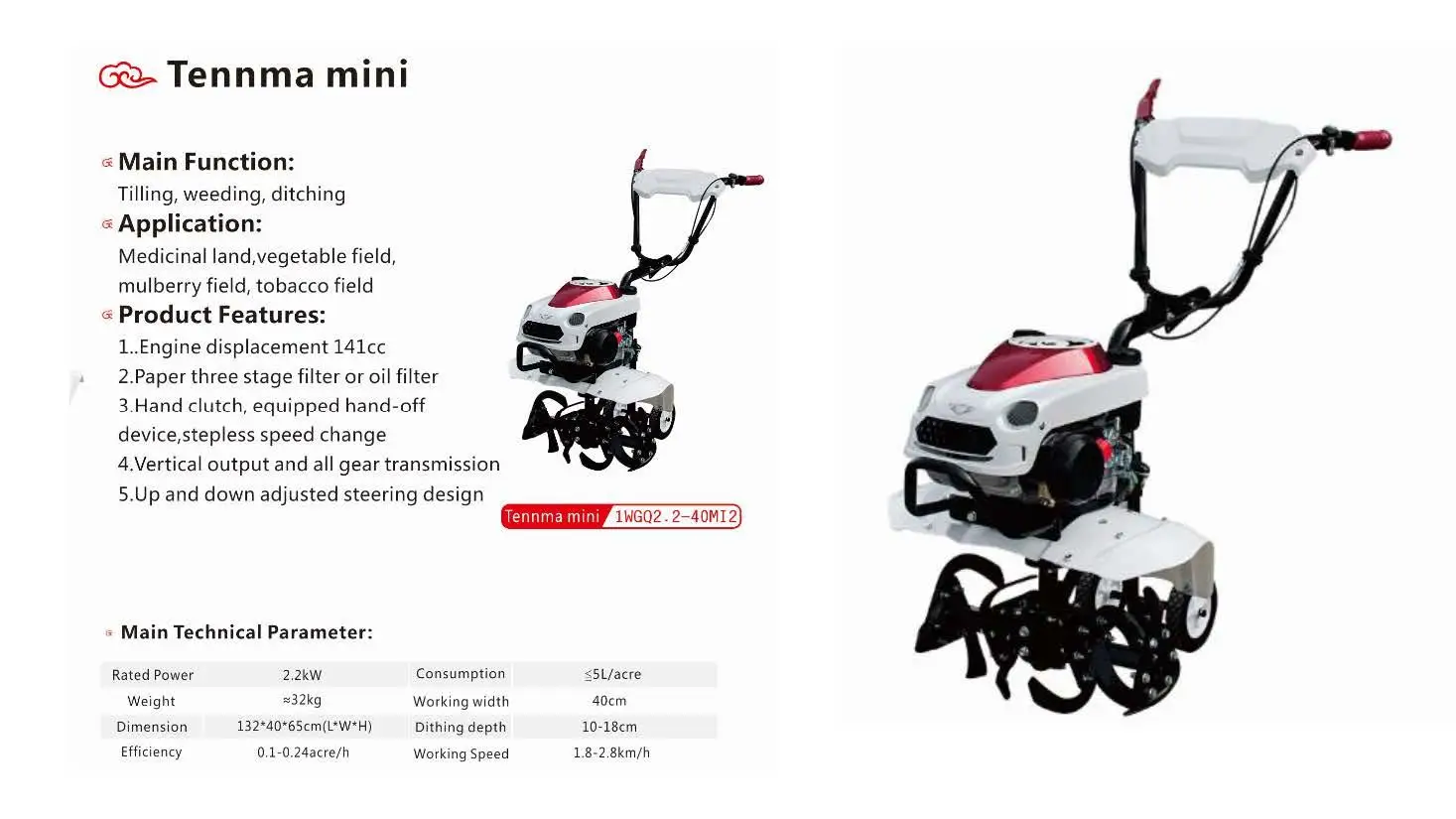 Mini Power Tiller Mini Land Cultivation Machine Farm Motocultor Two ...