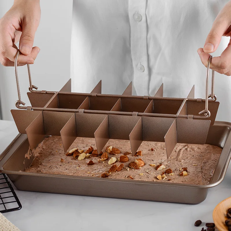18 Cavity Carbon Steel Nonstick Brownie Baking Mold Pan With Built-in ...