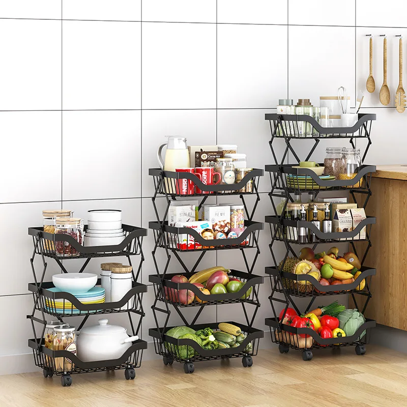 4 Tier Stackable Collapsible Metal Wire Kitchen Pantry Fruit Vegetable ...