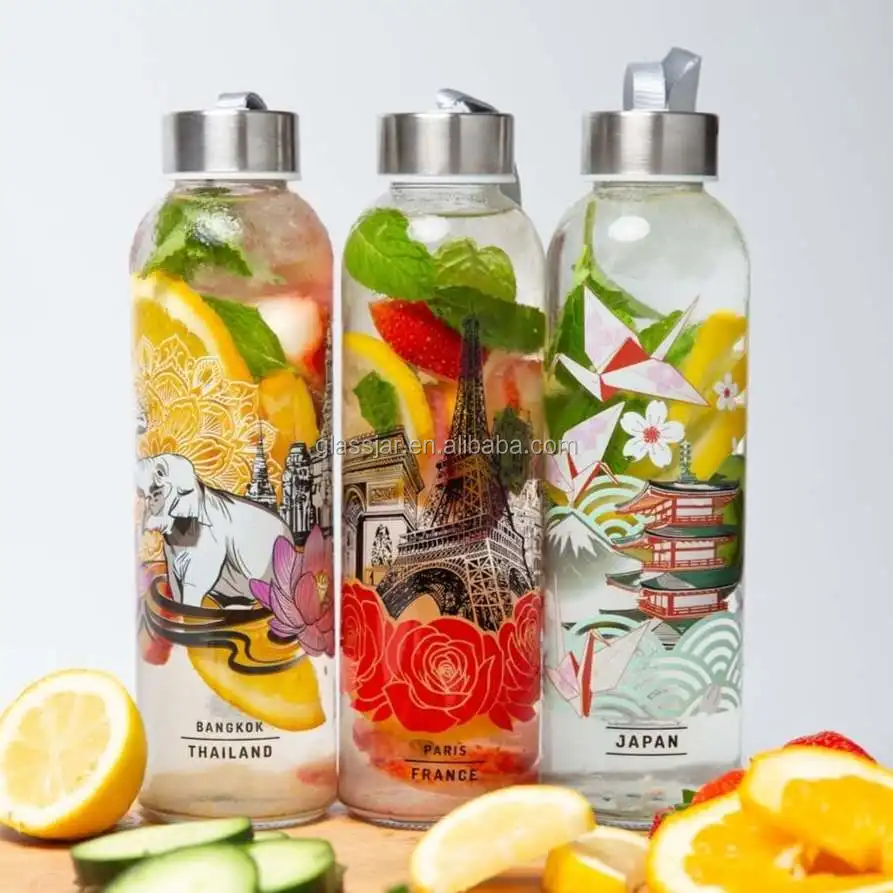 Reusable Bubble Tea Boba Glass Cups Boba Bottle With Boba Straw Plastic ...