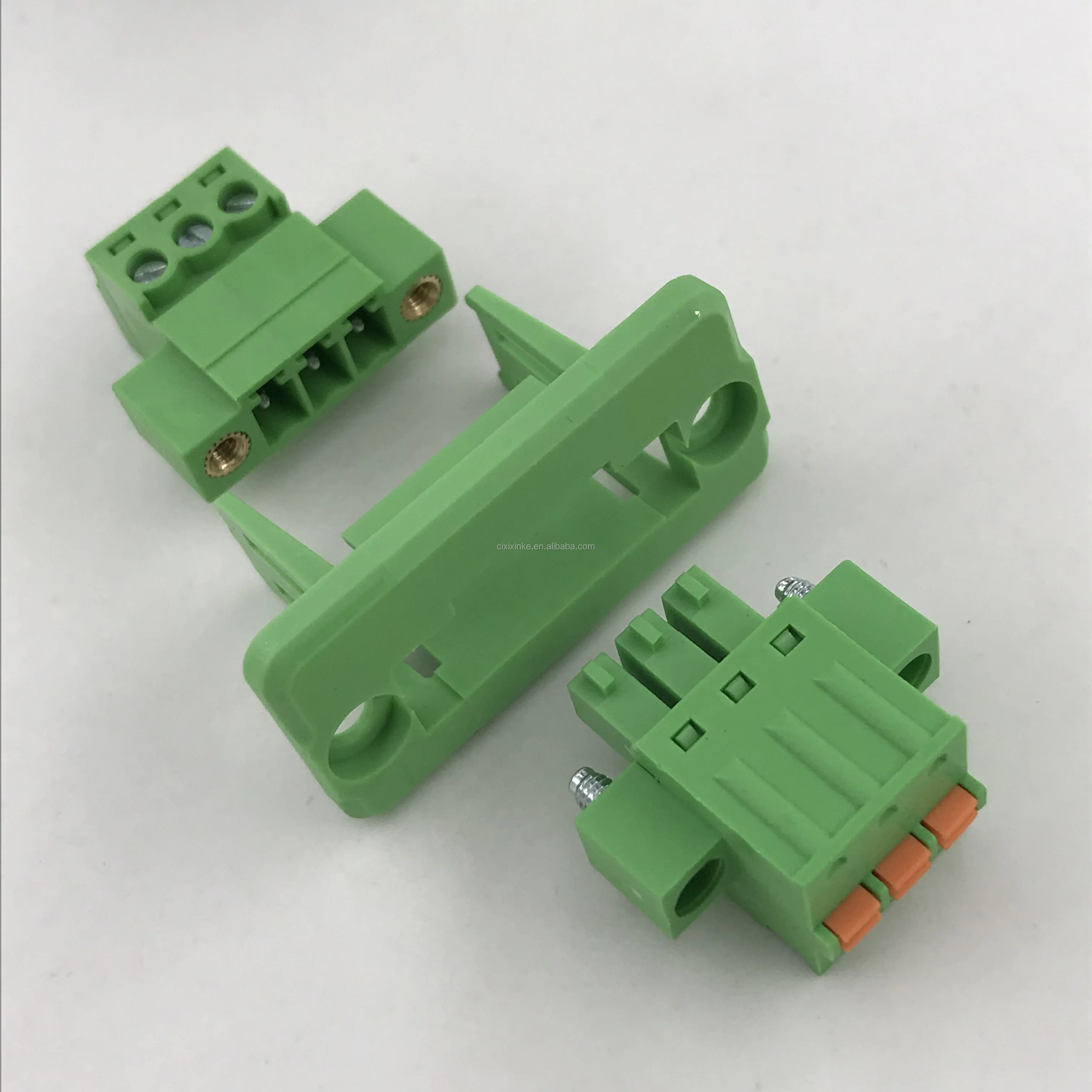 Through Wall Terminal Block Connector With Spring Orange Wings 3 Pin 3 ...