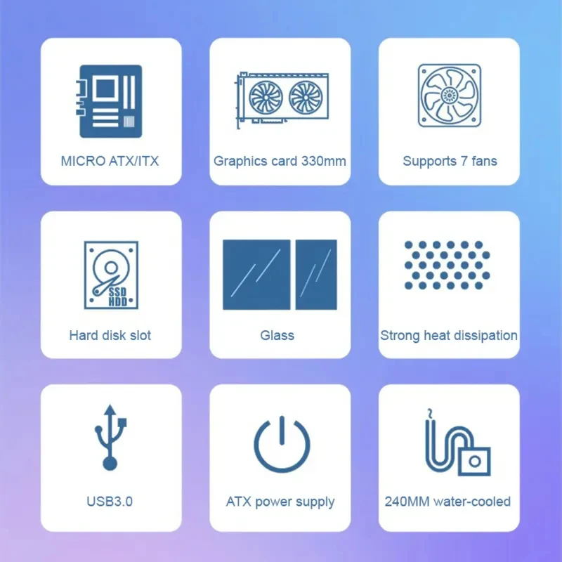 Gaming Pc Case Tower Computer Housing For Gamers With Hdd*2+ssd*2 Or ...