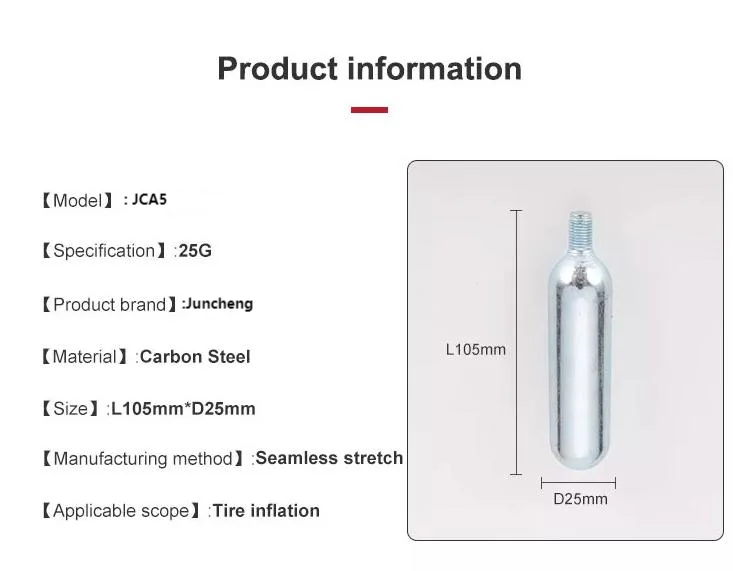 25 G Co 2 Small Cylinder Lifjacket Car Tire Inflatable 3 / 8 High ...