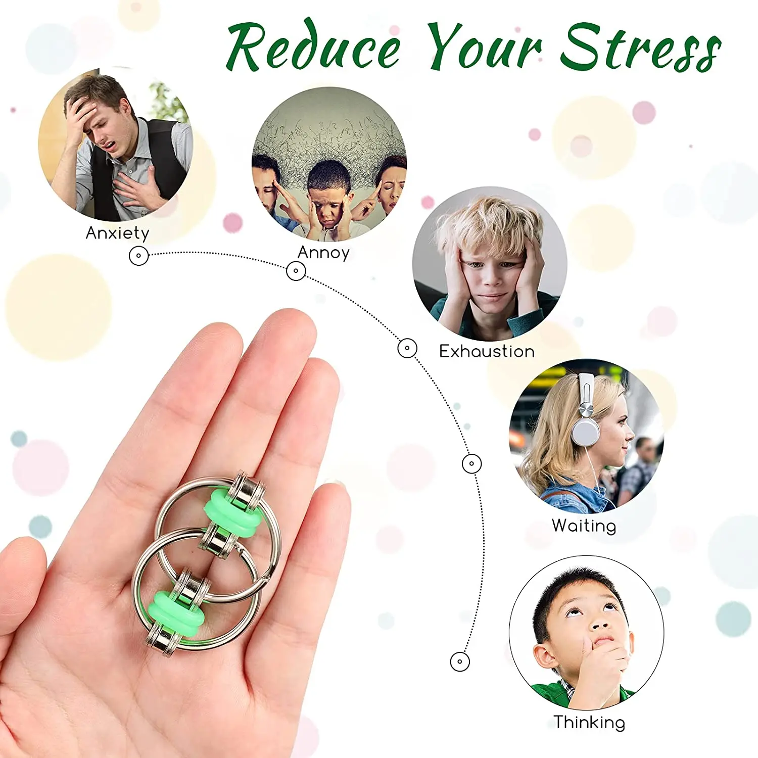 Fidget Bike Chain Flippy Chain Toys for ADHD Stress Relief Finger Toys ...