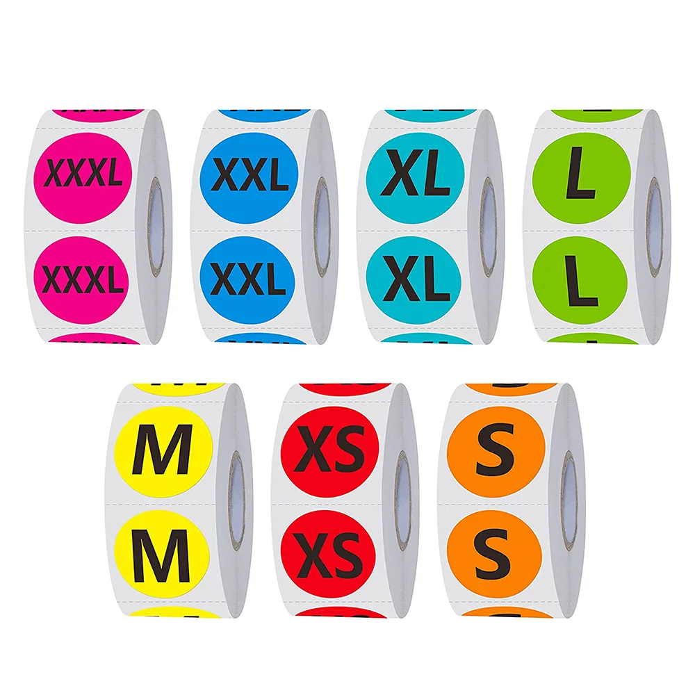 Round Color Size Sticker Labels Self-adhesive Clothing Size Stickers ...