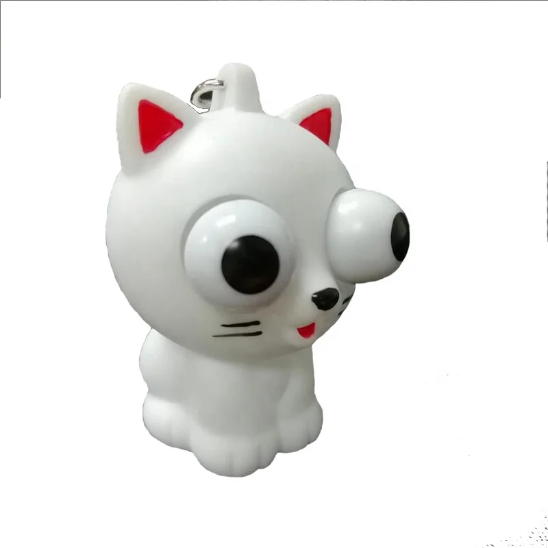 Hot Sell Pvc Animal Custom Eye Popper White Cat Keychain - Buy White ...