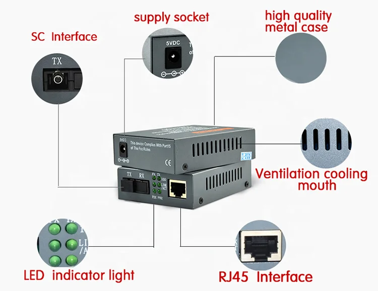 Tanghu Fiber Media Converter - 10/100mbps Ethernet Transceiver