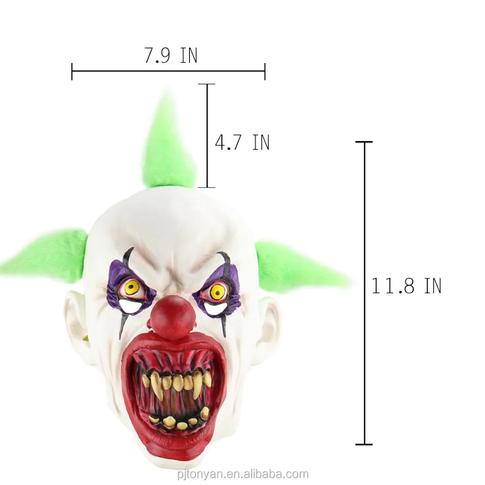 Halloween Clown Mask Masquerade Ball Party Dress Up Props Green Hair ...