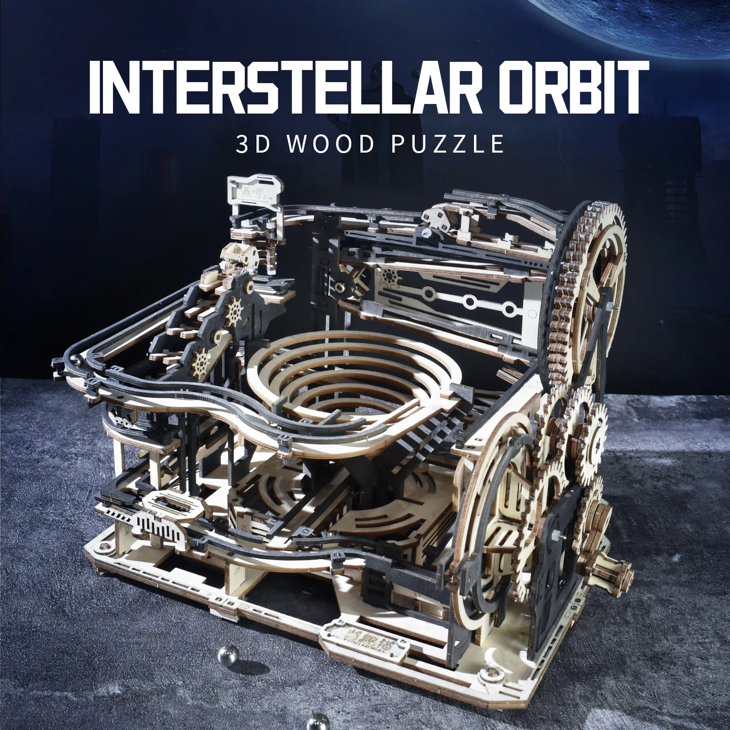 DIY 3D Puzzles - Educational Model Kit Spaceport Wooden Marble Run