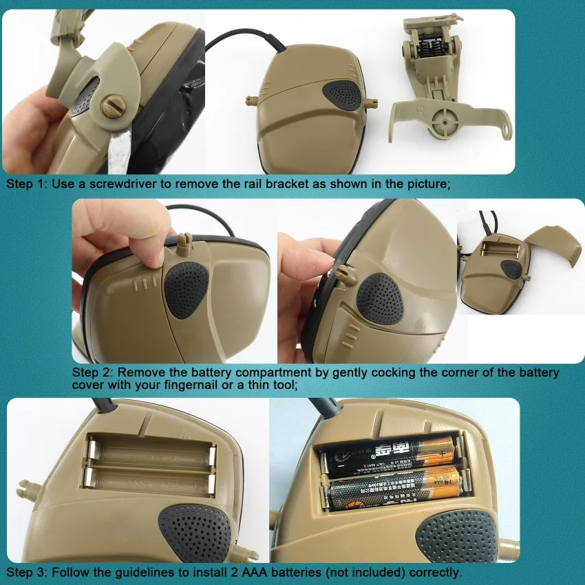Tactical Helmet Arc Rail Hearing Protection & Amplifier