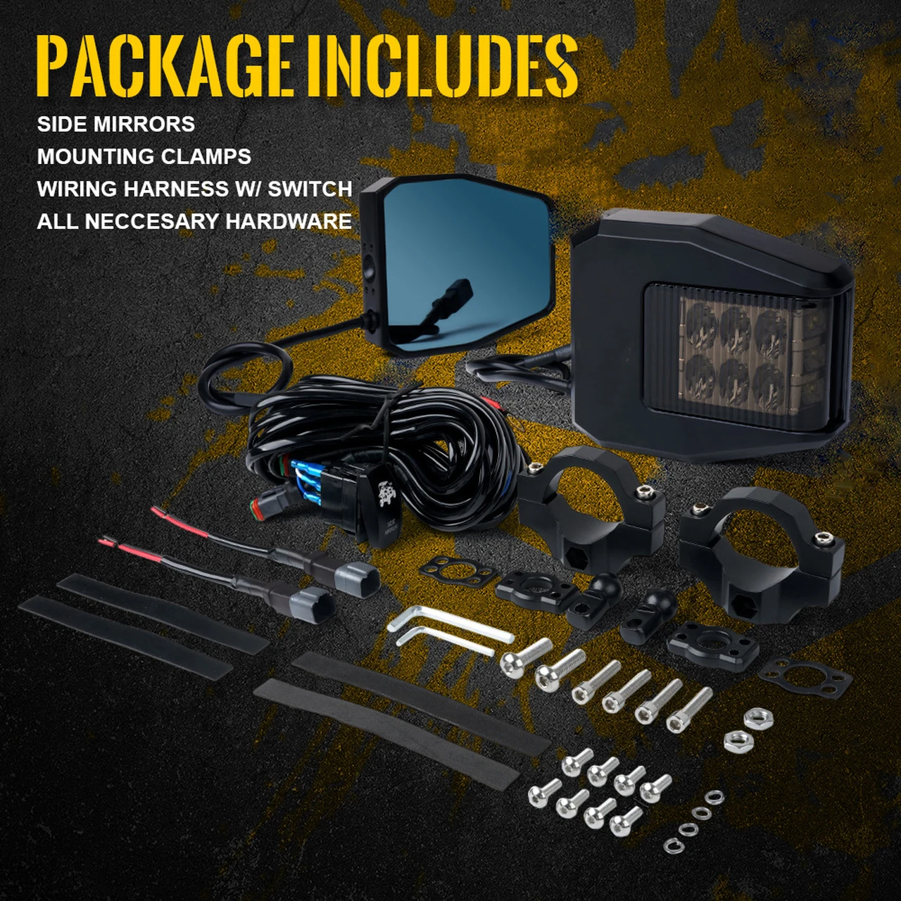 Offroad Side Rear View Mirrors Fit All Utv With 1.5-2.5 Inch Roll Bar ...