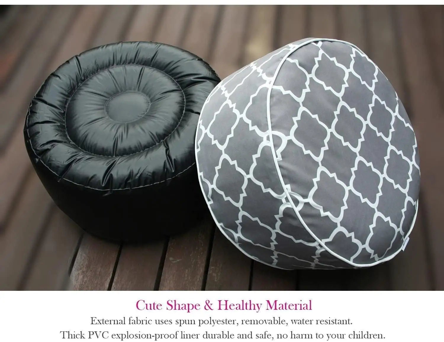 Small Package Inflatable Ottoman Grey Geometry Round And Ottomans ...