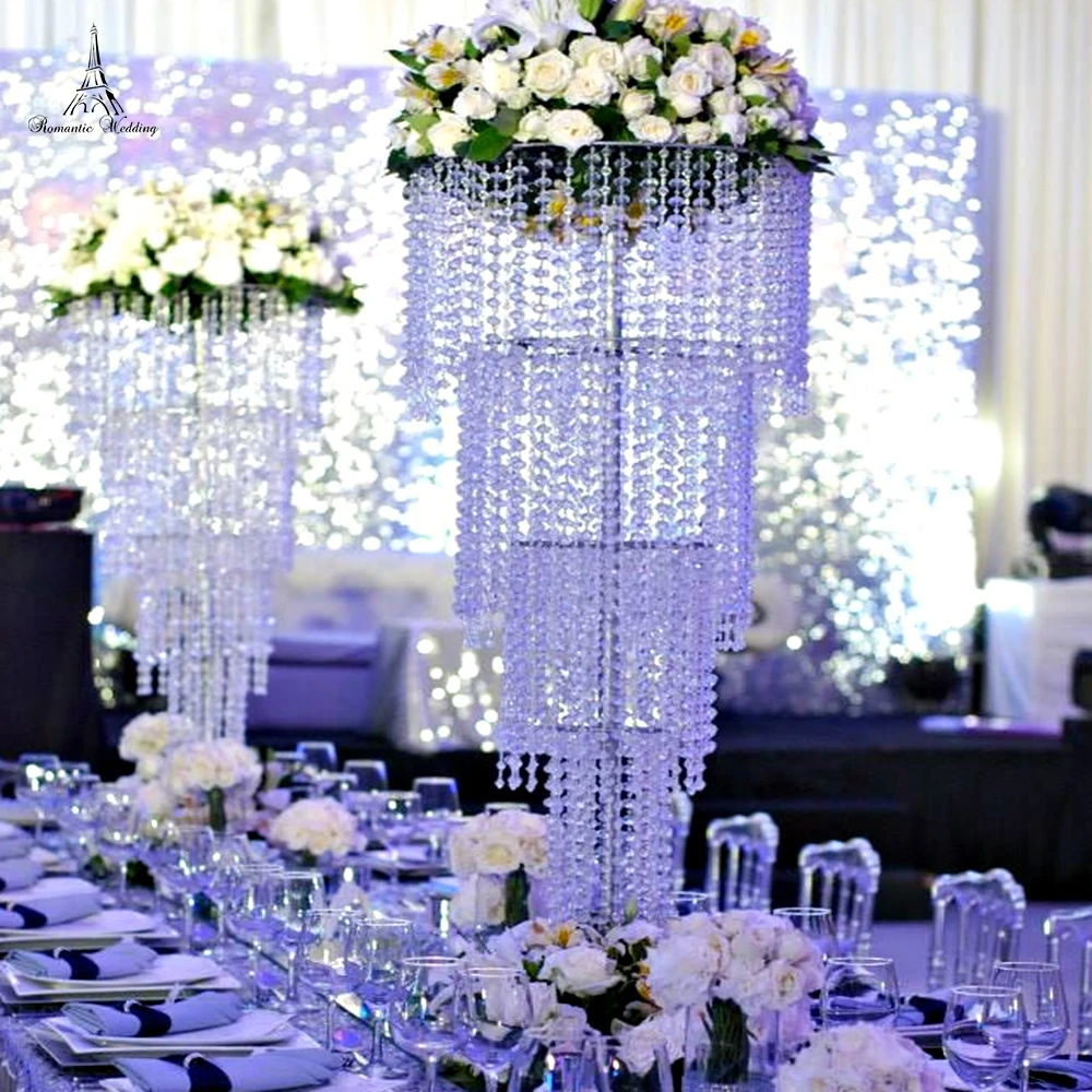 Tall Silver Metal Flower Stand - Crystal Wedding Centerpieces