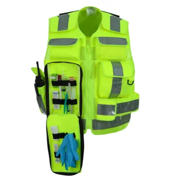 Reflective Safety Mesh Polyester Fluorescent Yellow First Aid Paramedic ...