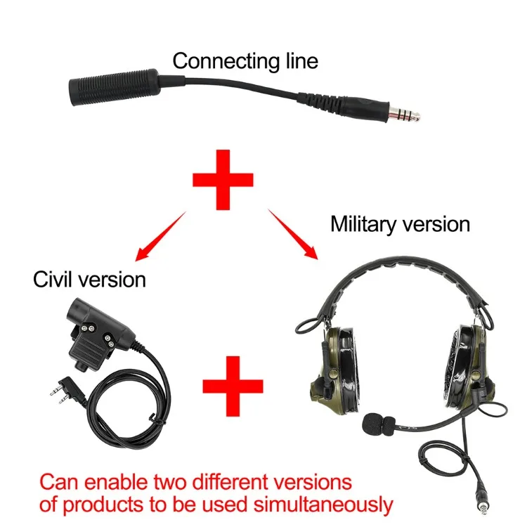 TS TAC-SKY Tactical Headset Adaptor U-174 NATO to Civilian Plug Cable ...