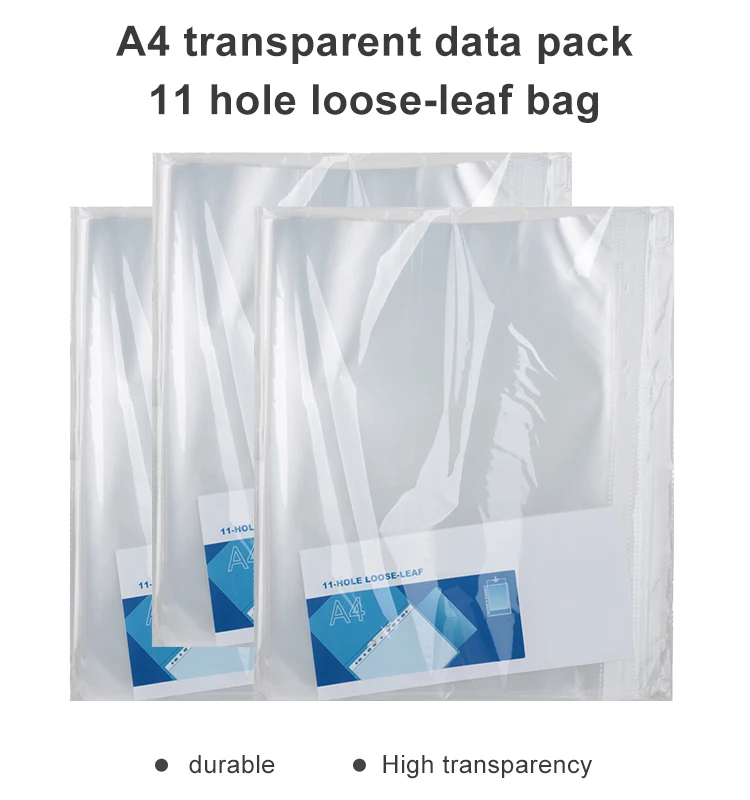 Clear A4 Sheet Protectors 11 Holes PP Transparent File Folder Punch ...