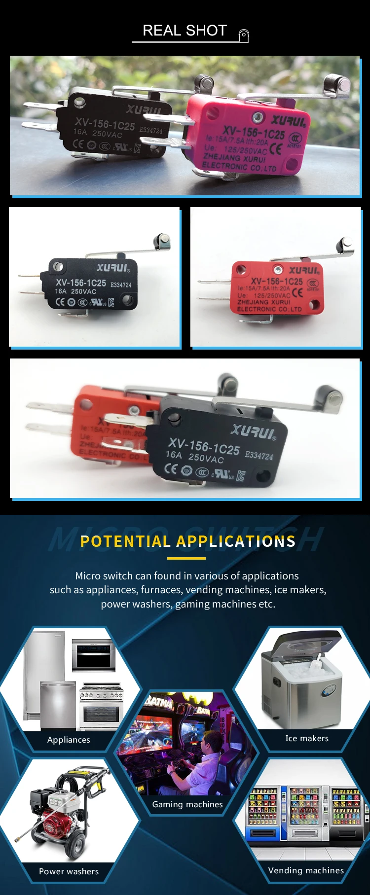 3 Pin Electronic Dc Micro Switch V156 With Roller Lever Type - Buy 3 ...