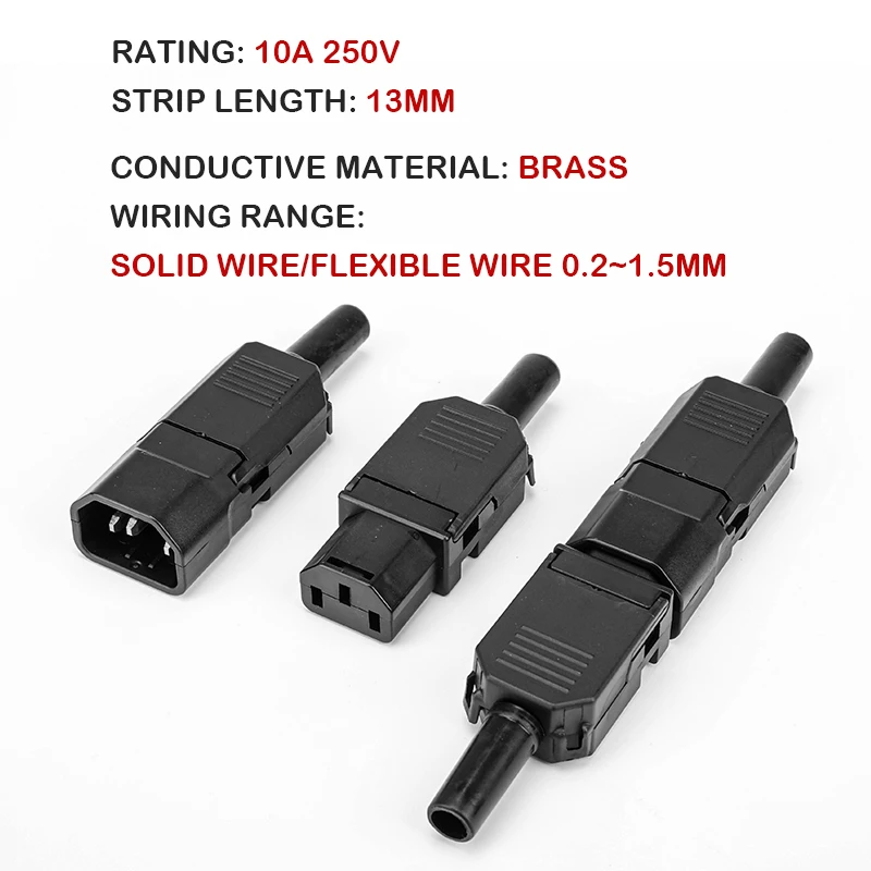 IEC C13 C14 Terminal Block Power Plug - 10A Quick Connect