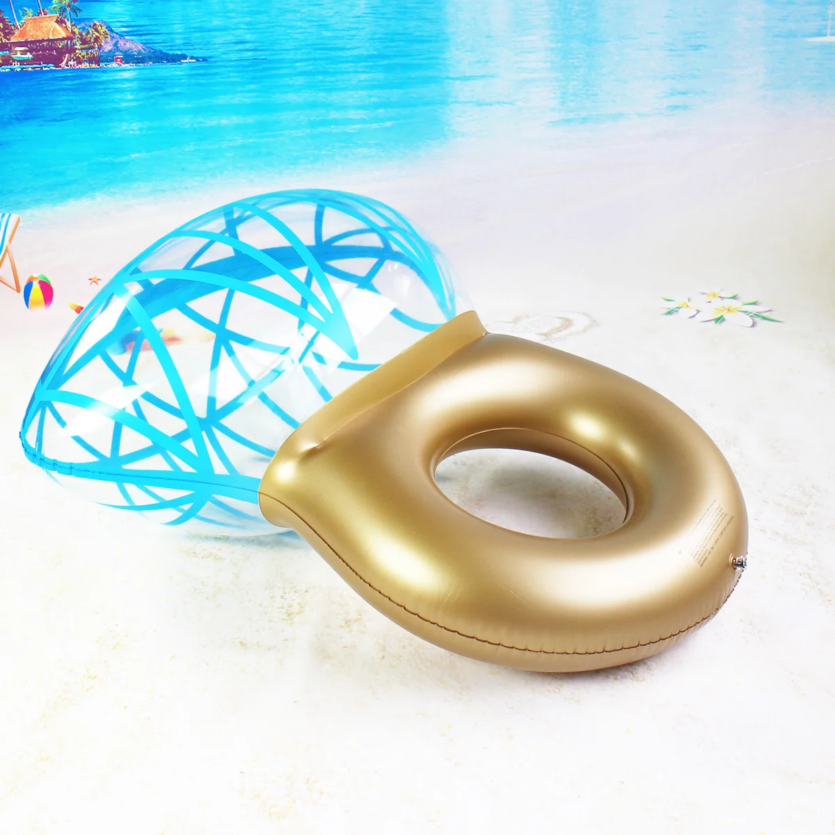 Inflatable Pool Float Golden Diamond Swimming Ring Floaty Swim Ring ...