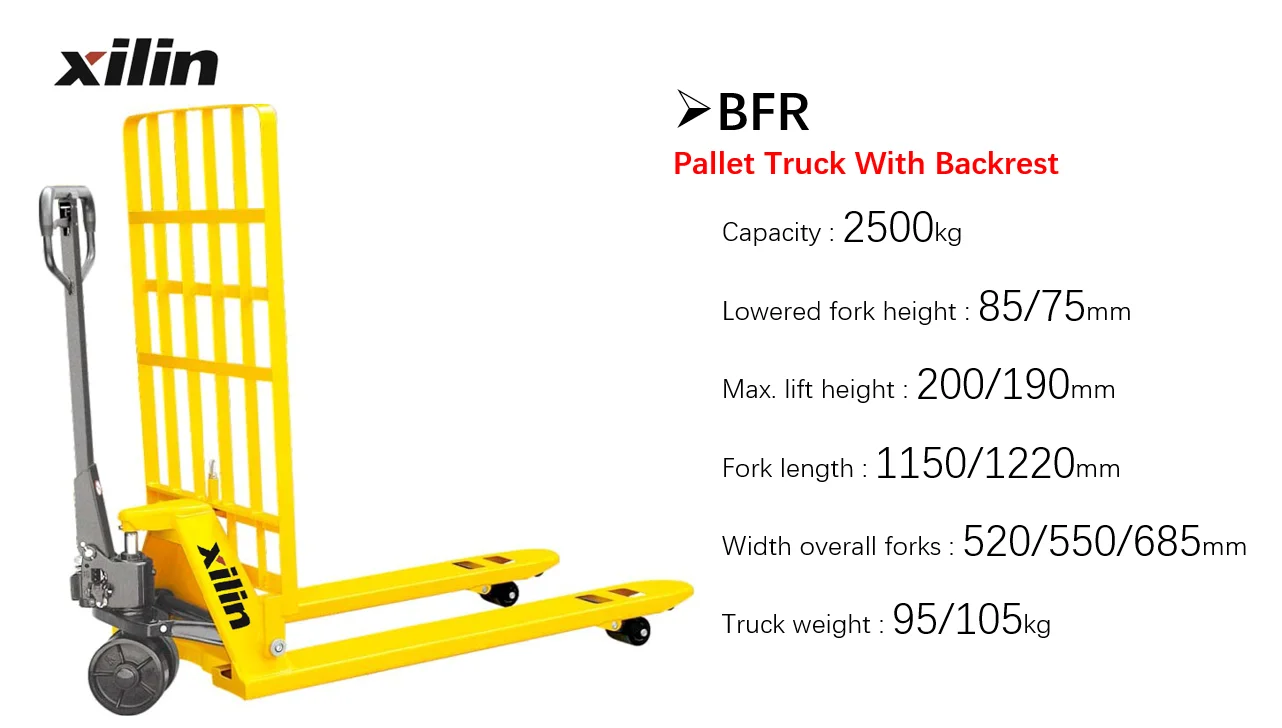 Xilin China Hand Pallet Truck - 2.5 Ton Capacity & Backrest