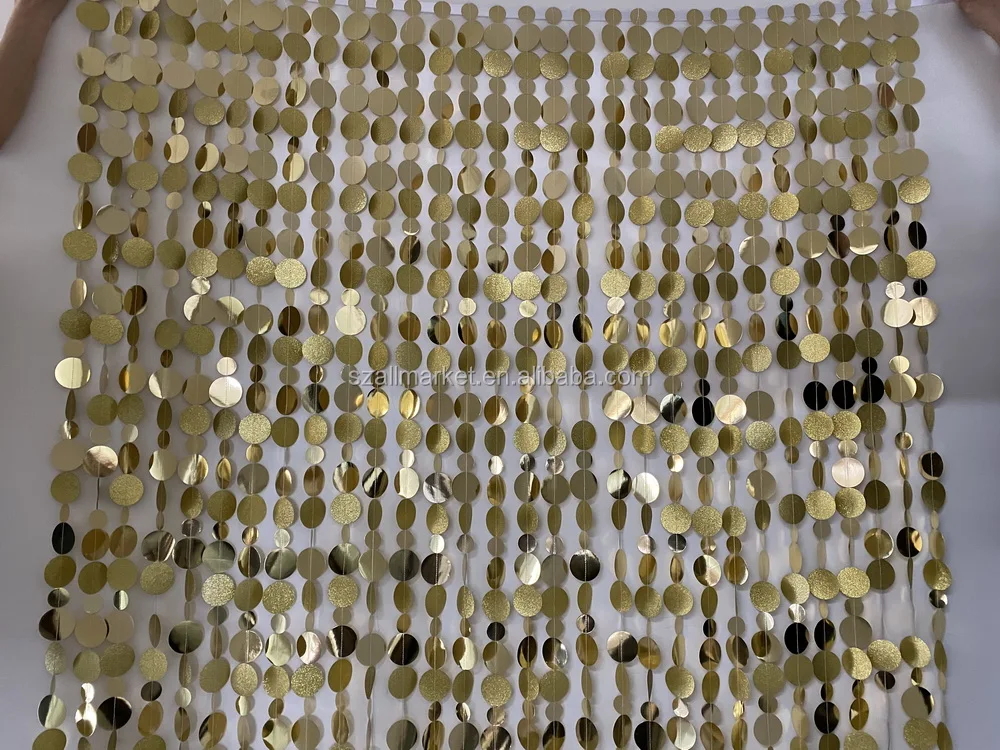 Gold Round Paper Beaded Backdrop Luxury Drapes Door Curtain for Event ...