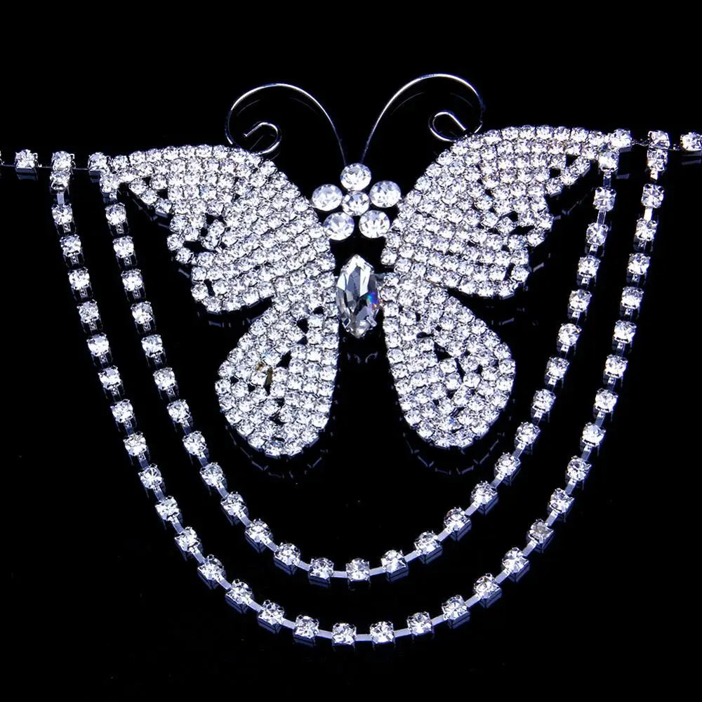 Rhinestone Butterfly Belly Waist Chain Bikini Crystal Body Chain ...
