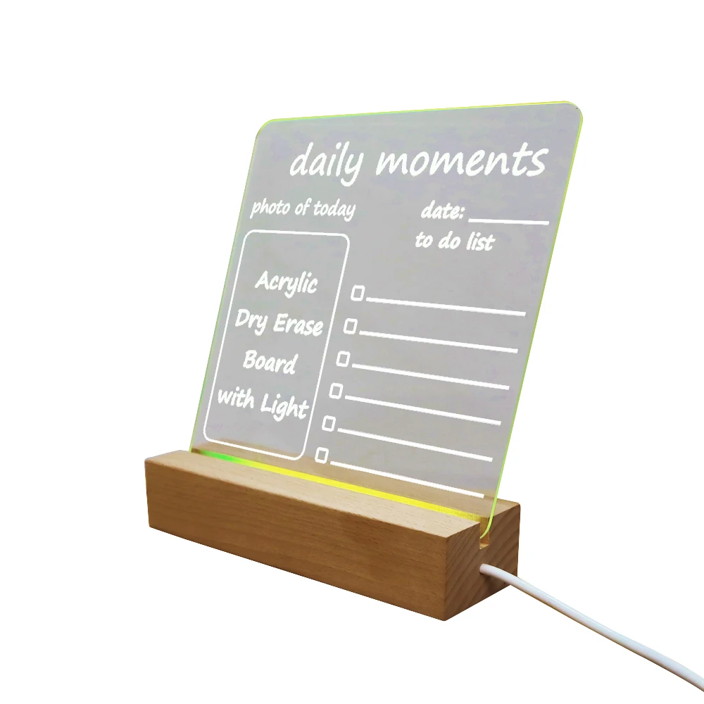 Portable Acrylic Message Board With Led Light For Night Writing Perfect ...