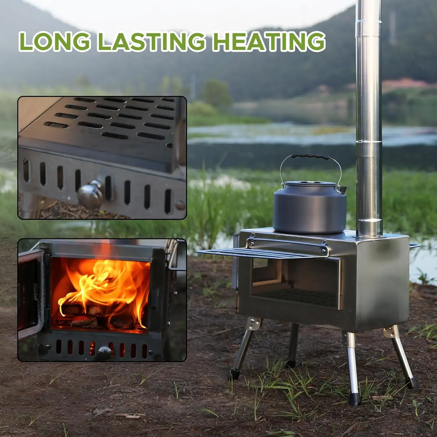 Stainless Steel Outdoor Wood Burning Stove Portable Chimney Pipe ...