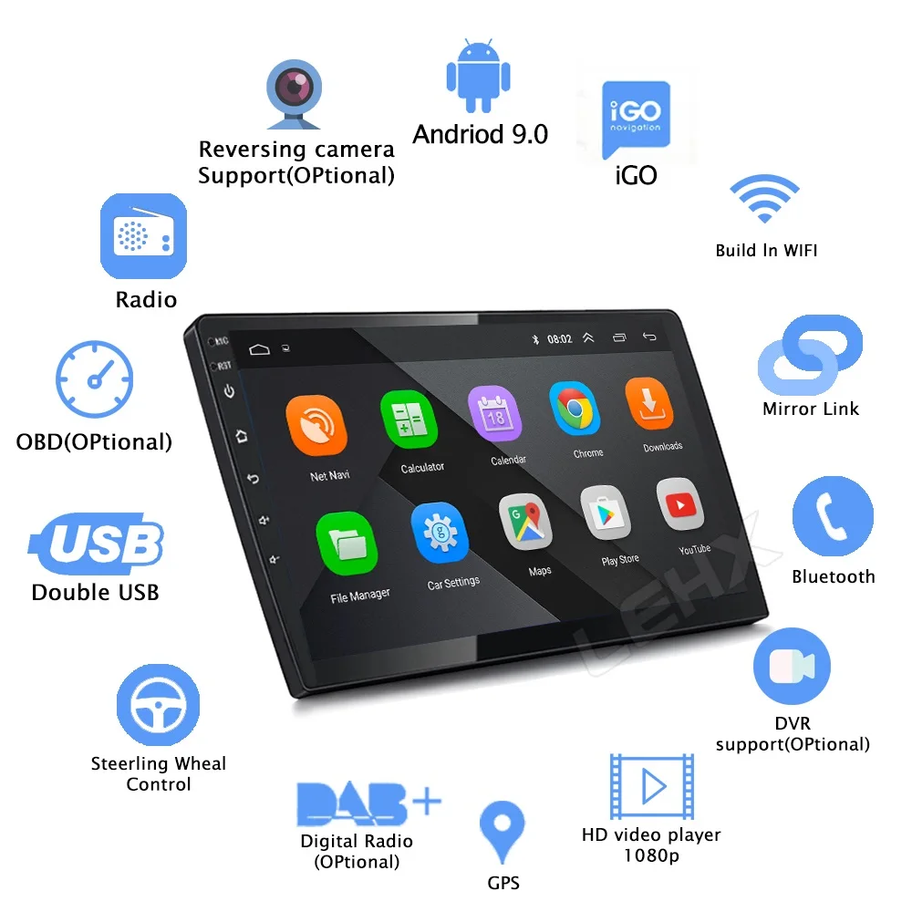 Universal 9 Inch Android 10.1 Car Player with GPS Navigation