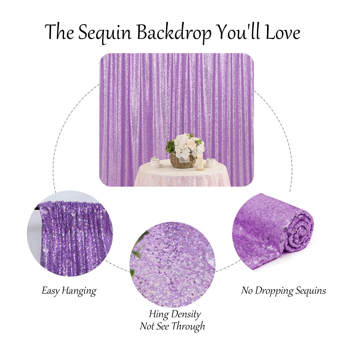 4x6ft Purple Sequin Backdrop For Birthday Party Photo Booth Wedding ...