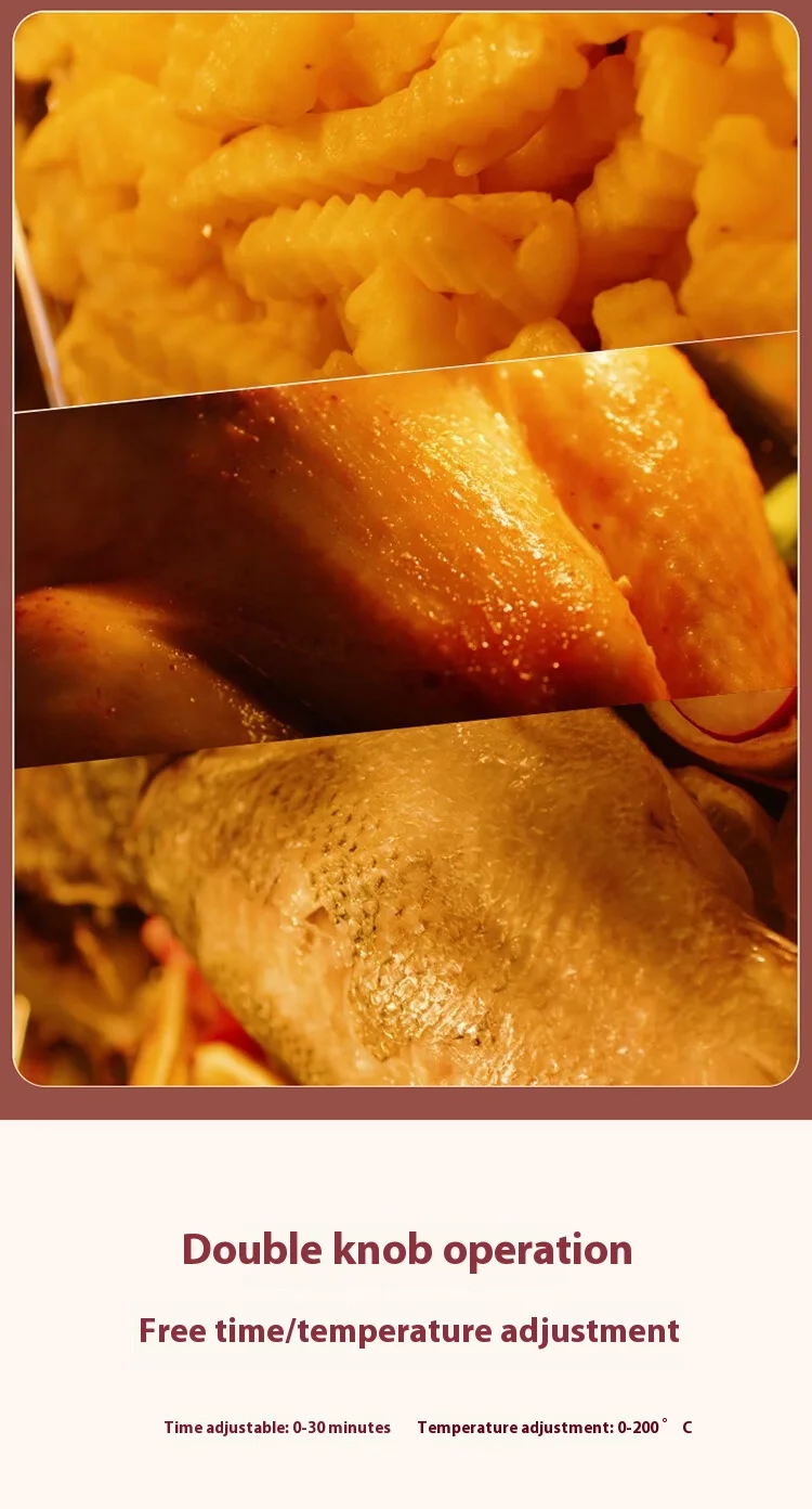 Dual Knob Control Air Fryer Large Capacity Metal Liner Overheat ...