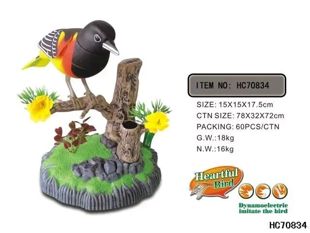 Plastic Battery Operated Singing Bird Toy With Simulated Art Bird Cage ...