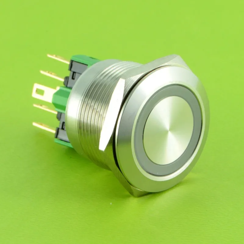 Elewind 22mm Stainless Steel Ring Illuminated Momentary Push Button ...