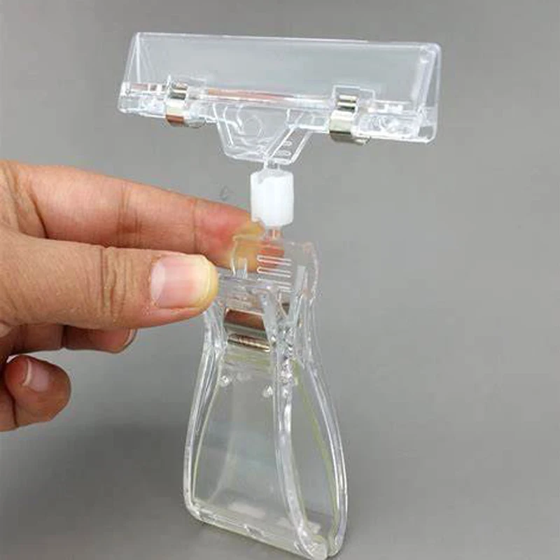 Clear Plastic Price Tag Holders - Rotatable Pop Sign Clips