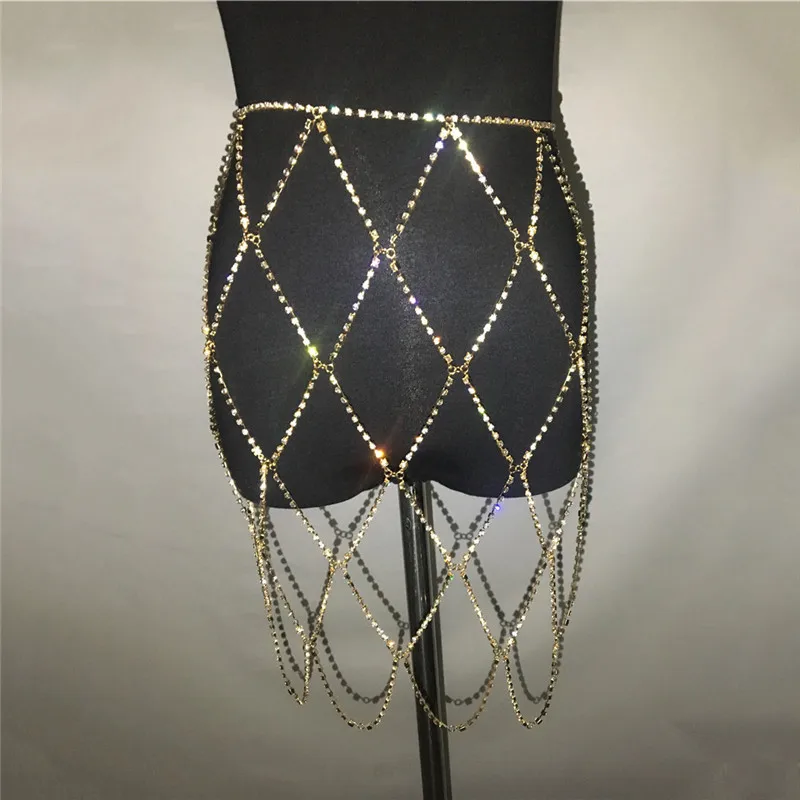 Luxury Nightclub Sexy Girls Carnival Rhinestone Fishnets Skirt - Buy ...