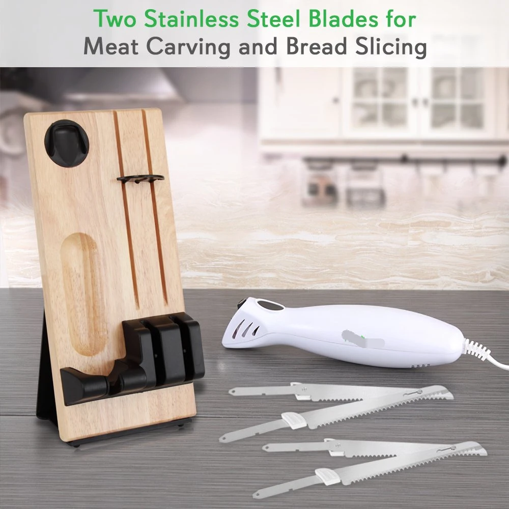 Portable Electrical Food Cutter Knife Set with Wooden Block