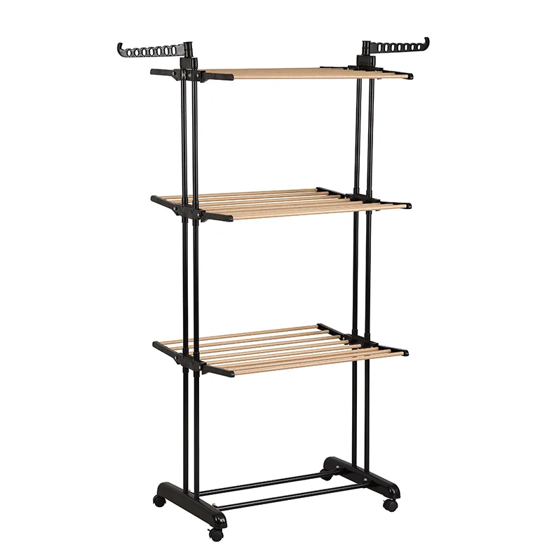 High Level 3 Tiers Tower Drying Racks Portable With Wheels Home Laundry ...