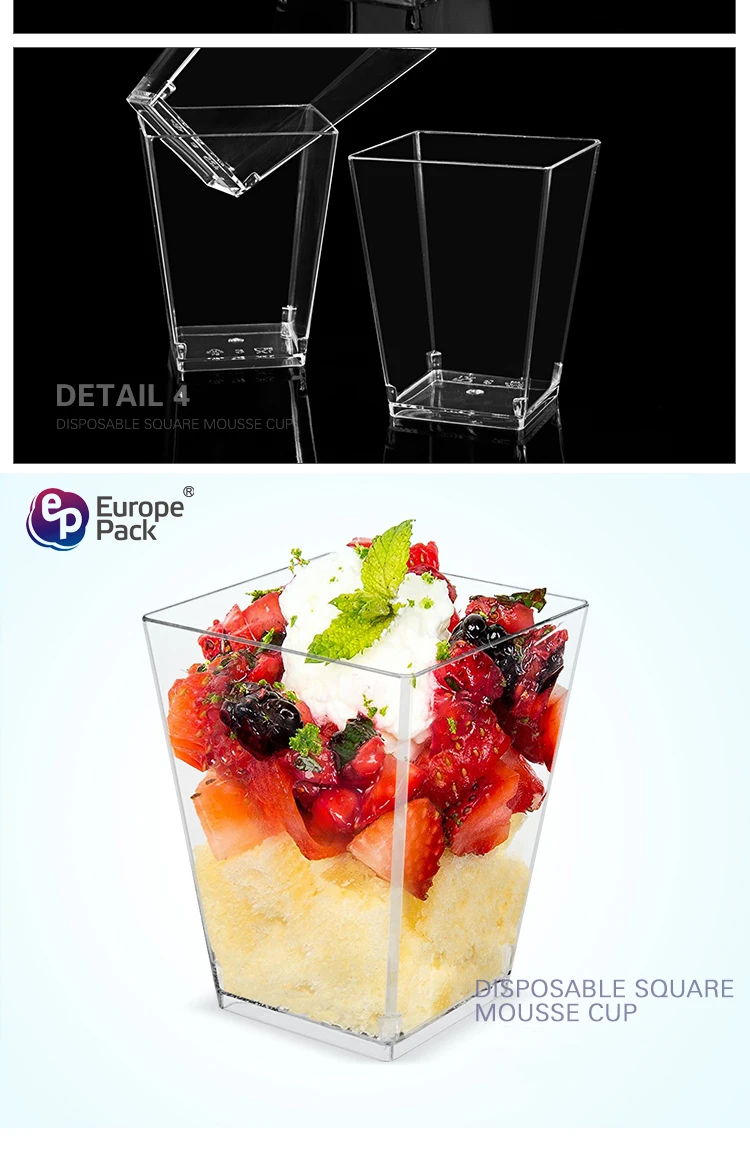 Party Supplies 160ml clear square Plastic Mini Dessert Cups| Alibaba.com