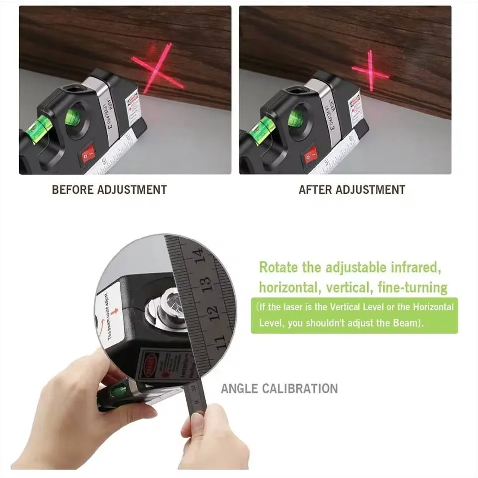 H0150 8ft Cross Line Measurement Ruler Leveling Laser Level Pro 3 Tools ...