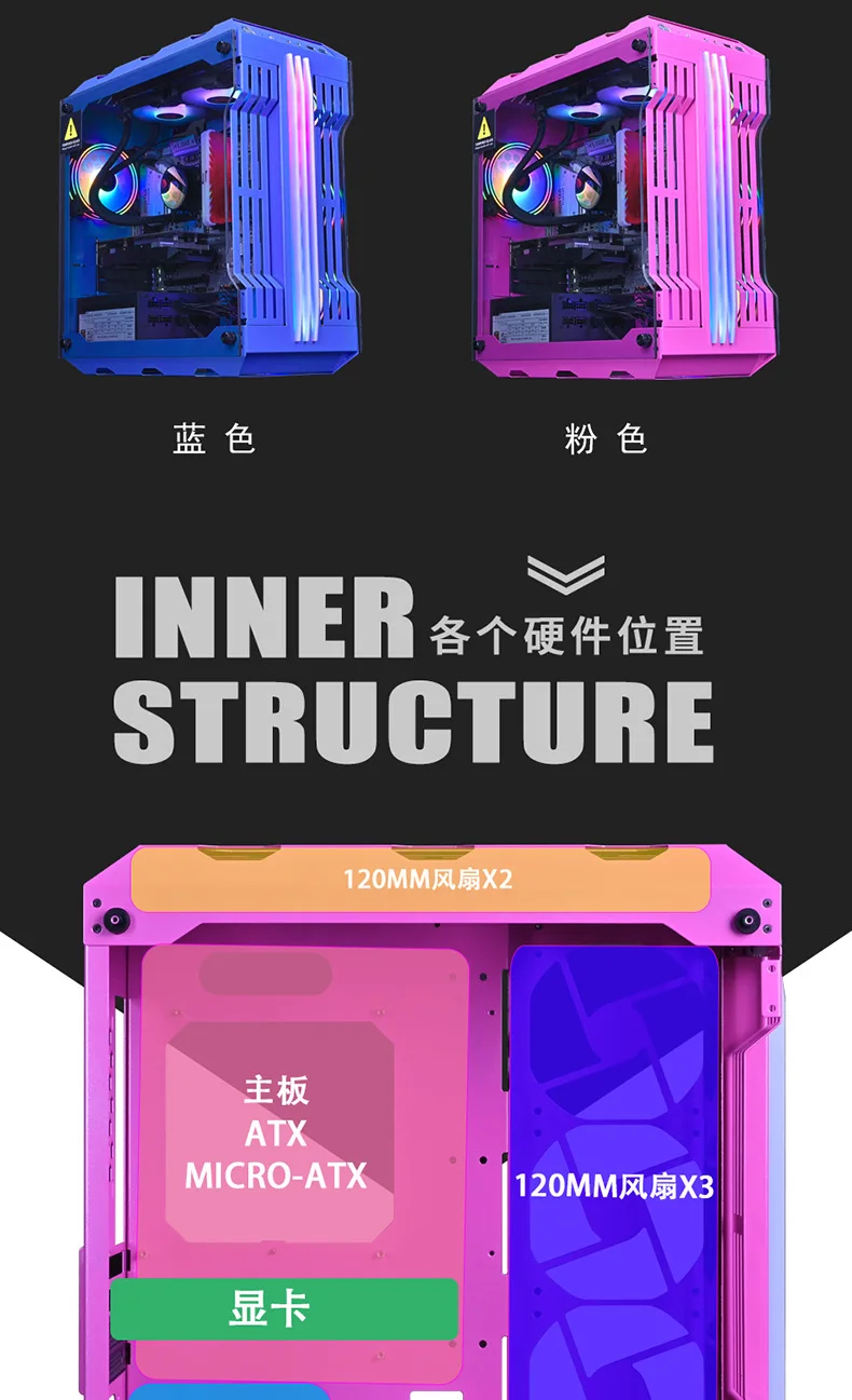 Colorful Mini Itx Pc Case Gaming With Rgb Light Strip - Buy Pc Case ...