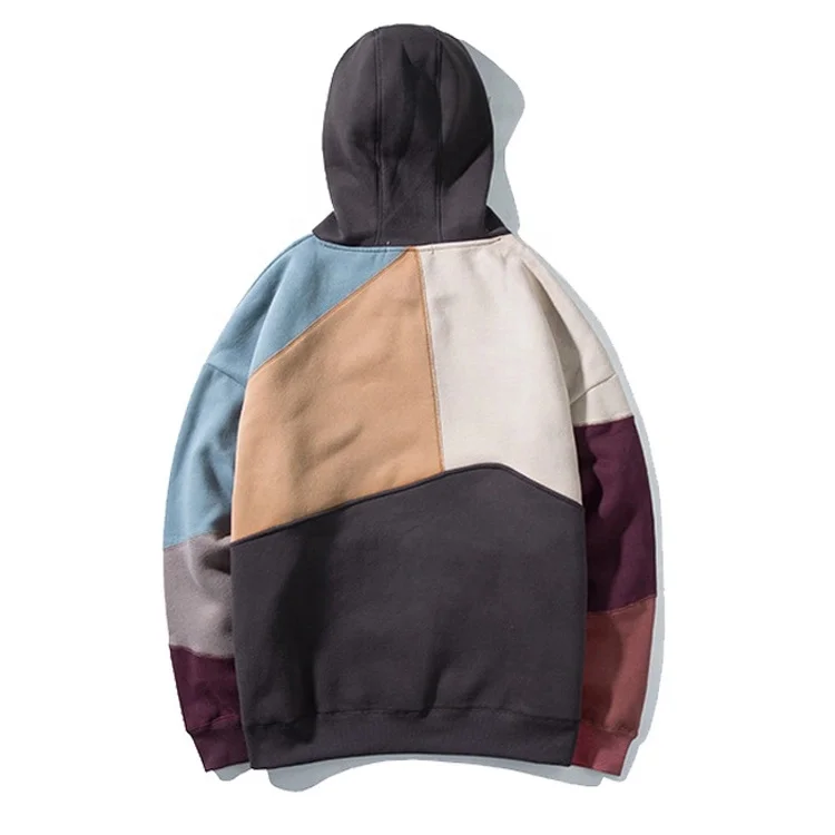 Custom Cut And Sew Patchwork Multi Color Block Hoodie For Men - Buy ...