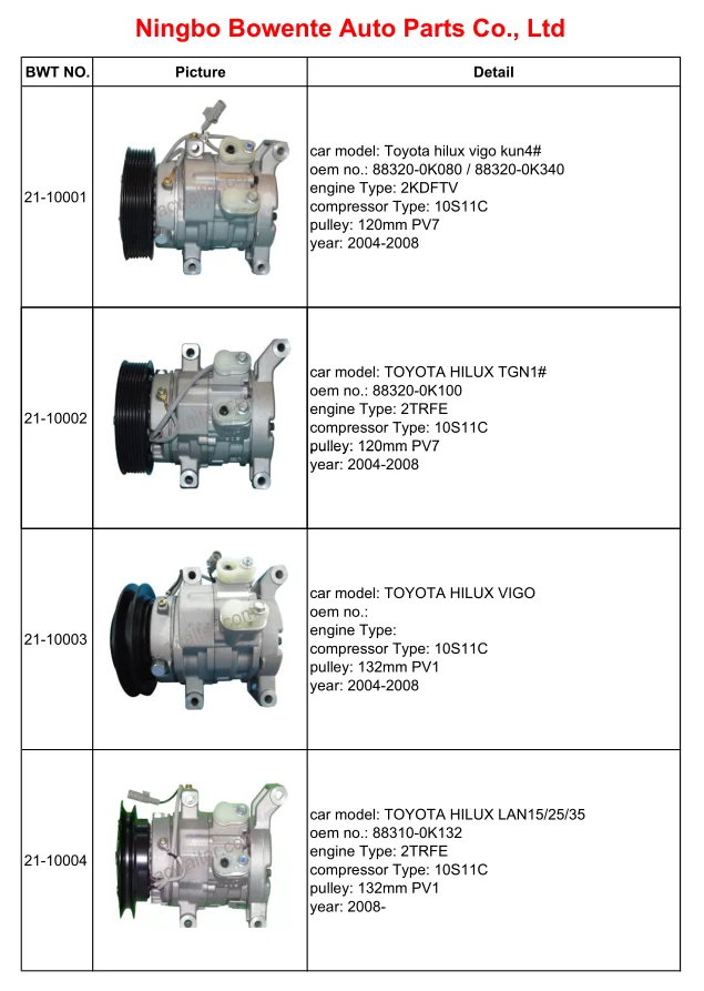 Toyota VIOS/YARIS AC Compressor - 10S11C OEM 88320-0D020